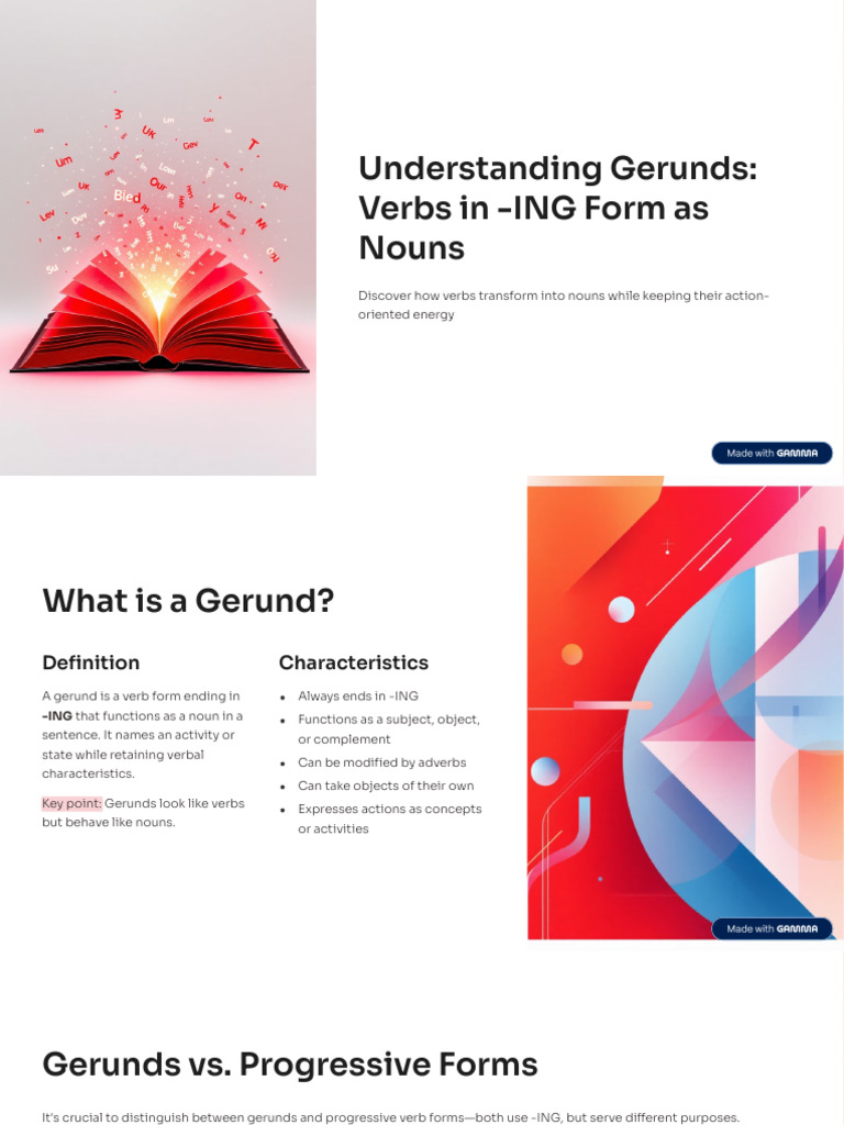 Understanding-Gerunds-Verbs-in-ING-Form-as-Nouns | PDF | Verb | Subject ...