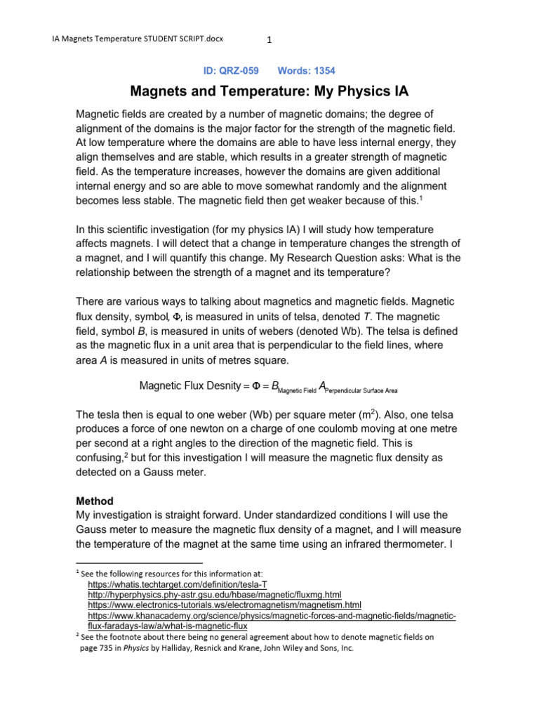 Effect of Temperature on Magnet Strength | PDF | Temperature | Magnetic ...