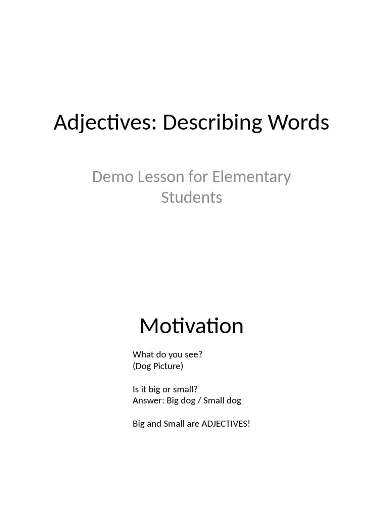 Adjectives Lesson for Kids | PDF