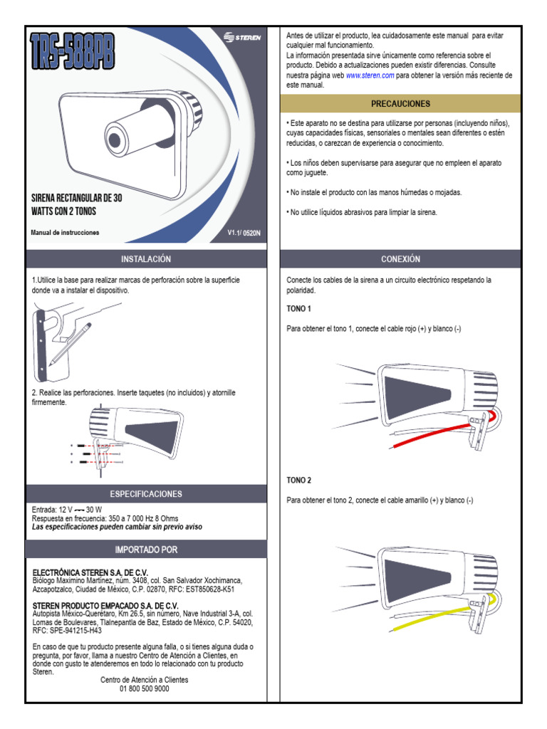 TRS-588PB-V1.1-instr (3) | PDF | Electricidad | Sonido