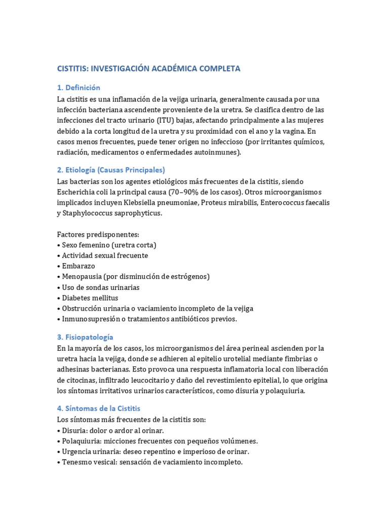 Cistitis Investigacion Academica Completa | PDF | Infección del tracto ...
