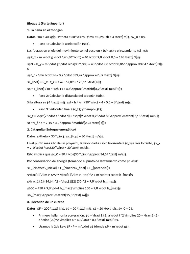 Bloque 1 | PDF | Fuerza | Movimiento (física)