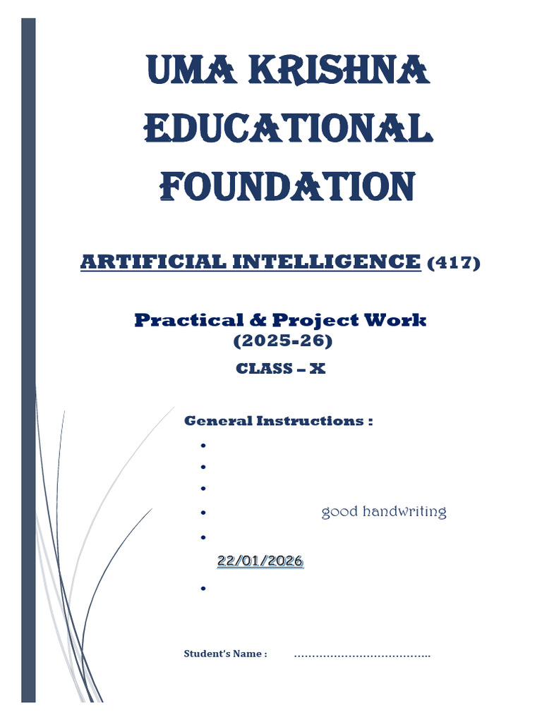 AI Practical Project Work Guide for Class X | PDF | Artificial ...
