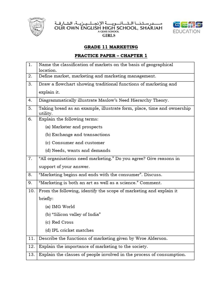 Oos Gr11 Mar Practice Paper 1 July2025 (2) | PDF