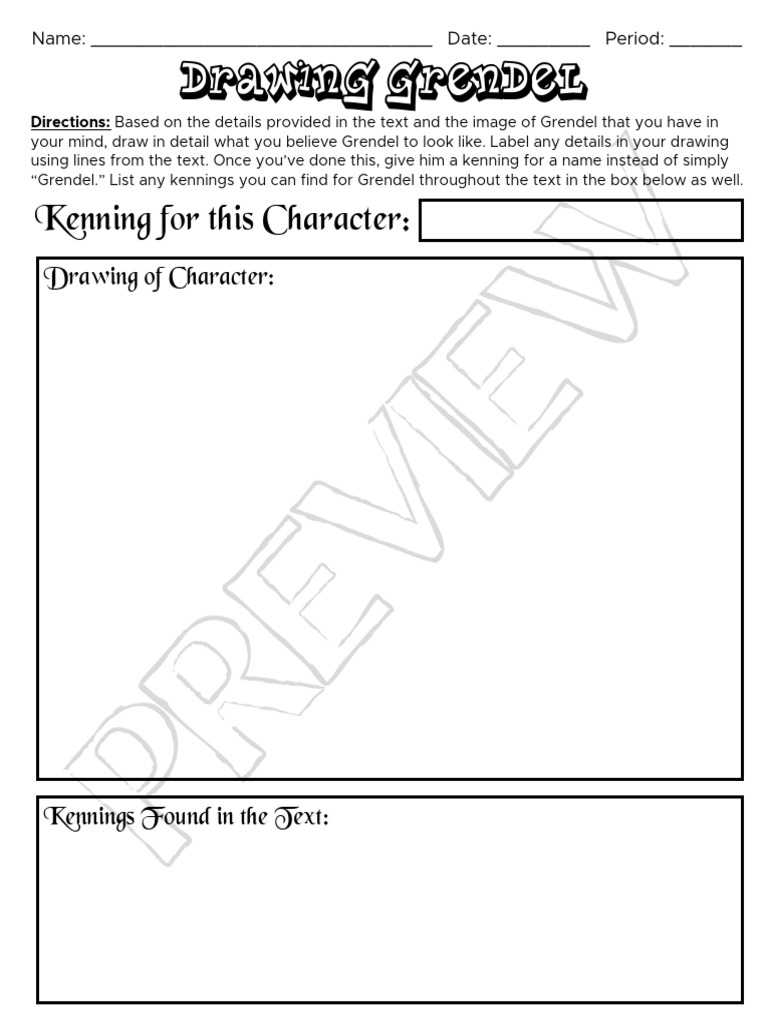 Beowulf Drawing Activity Made by Macey | PDF