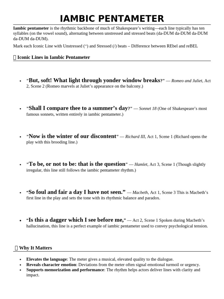 Iambic Pentameter | PDF