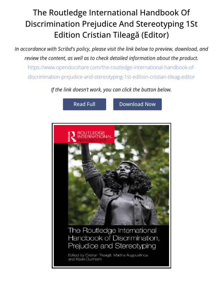 The Routledge International Handbook of Discrimination Prejudice and ...