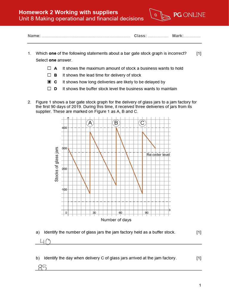 GCSE 2.3.2 Working With Suppliers Worksheet | PDF