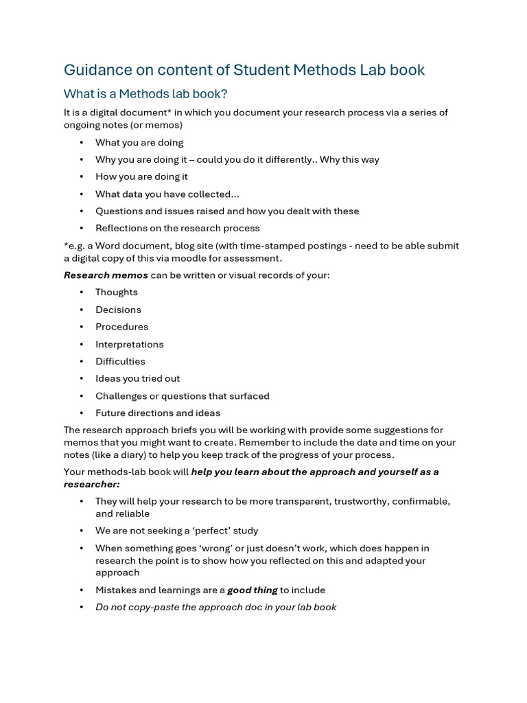 Student Methods Lab Book Guidance | PDF | Science | Cognition