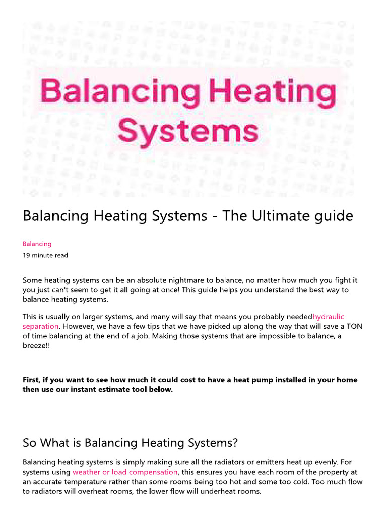 Balancing radiators and heat system Heat Geeks UK | PDF