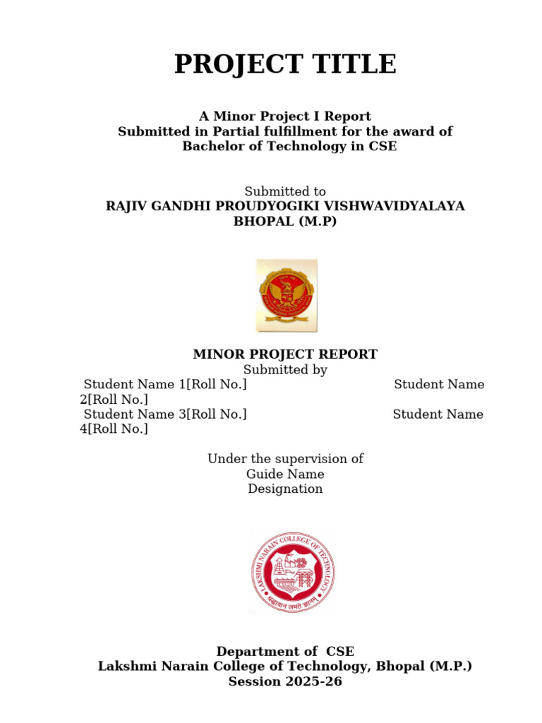 Format for Minor Project 24-25 Batch (1) (1) | PDF | Computing