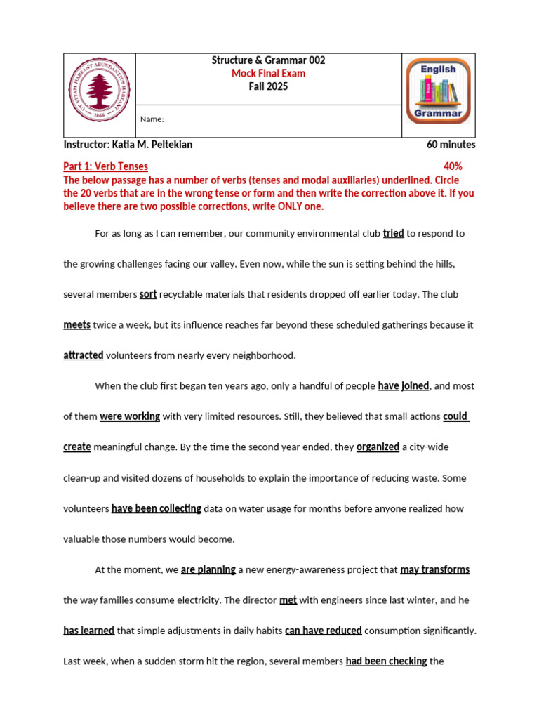 002 Structure Mock Final Exam Fall 2025 | PDF | Water