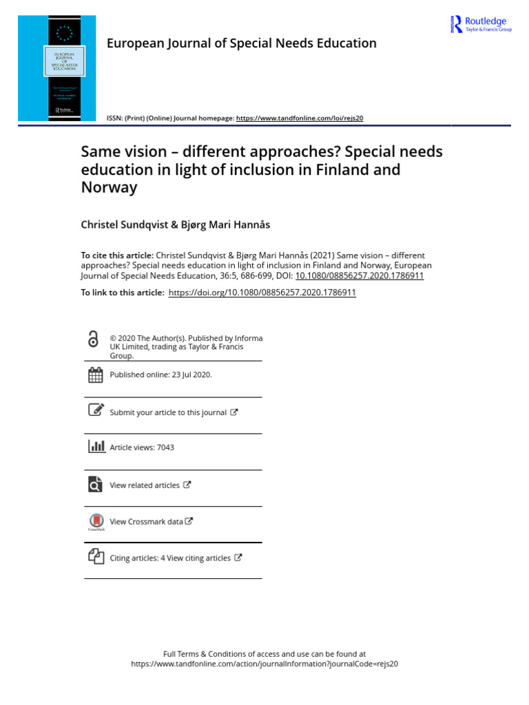 Same Vision Different Approaches Special Needs Education in Light of ...