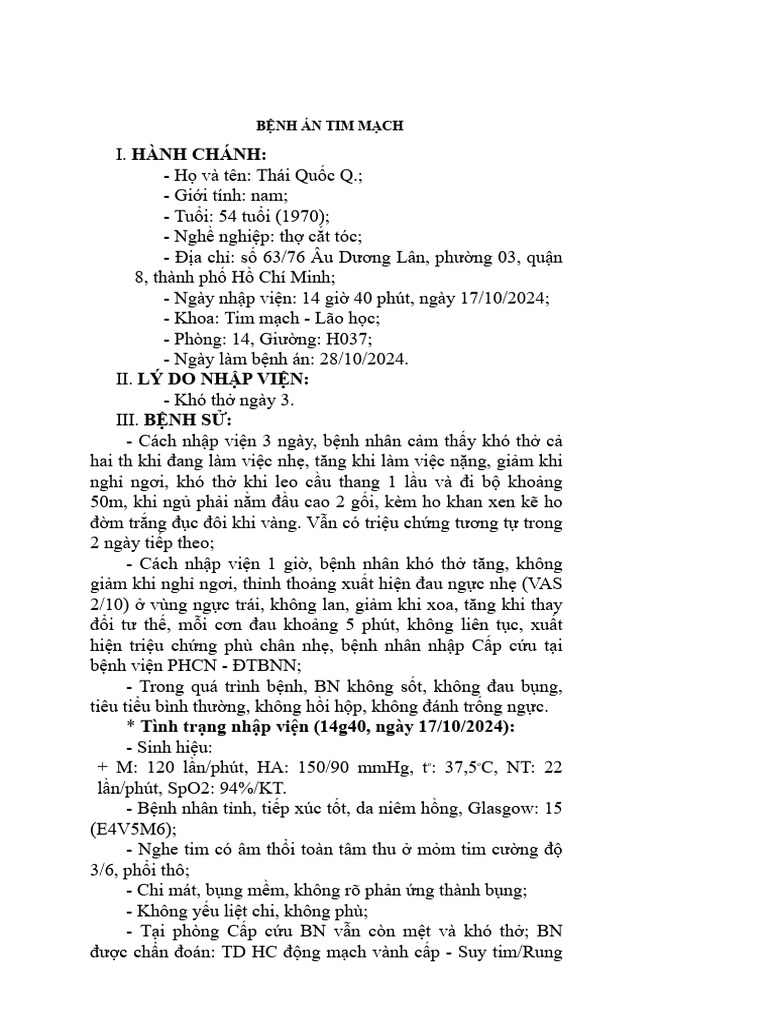[TIM MẠCH] ĐỢT MẤT BÙ CẤP SUY TIM.docx | PDF