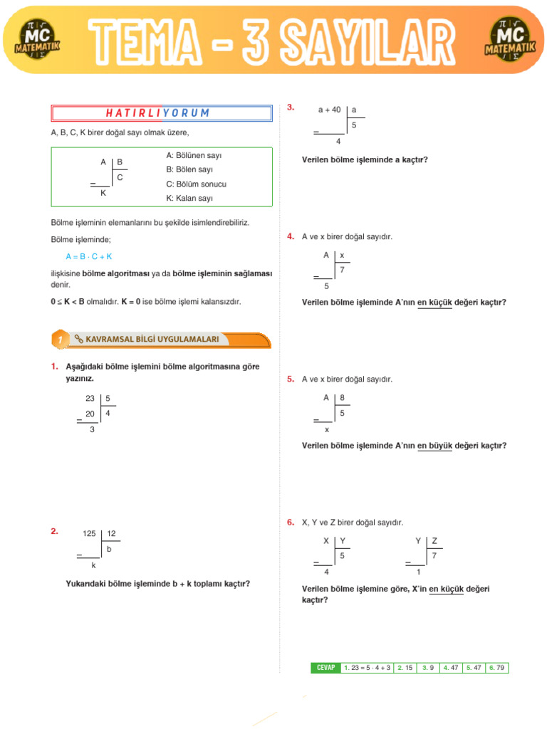 Sayilar 4 Bölme Bölünebi̇lme | PDF