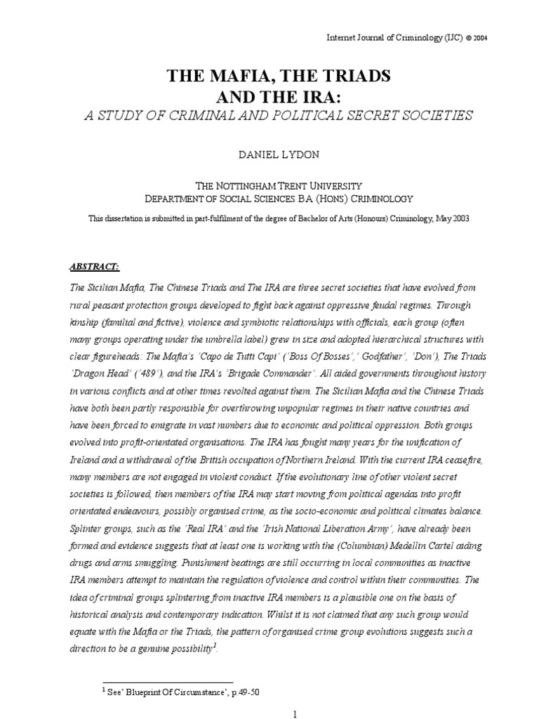 Lydon - The Mafia The Triads and The IRA | PDF | Organized Crime ...