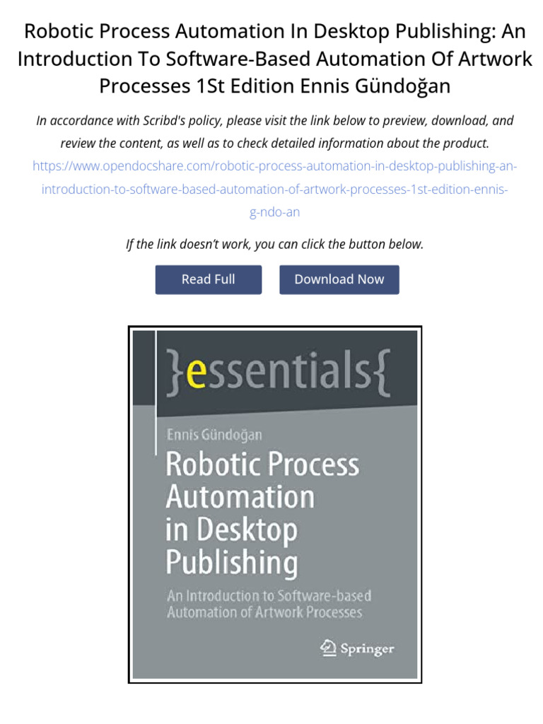Robotic Process Automation in Desktop Publishing: An Introduction to Software-based Automation ...