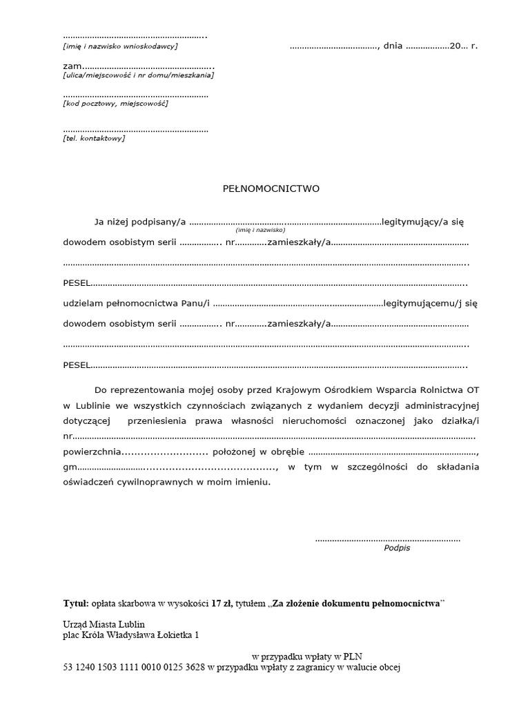 Pełnomocnictwo Kowr | PDF