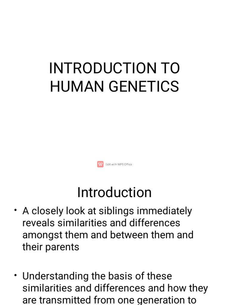 Introduction to Human Genetics Basics | PDF | Dominance (Genetics ...