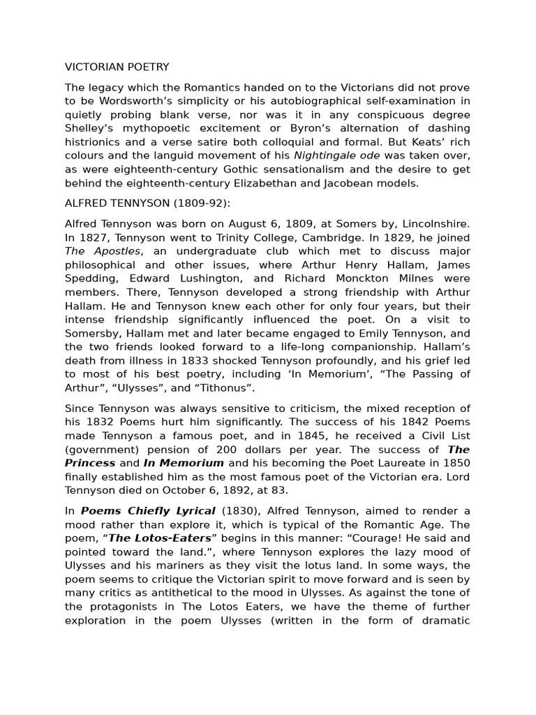 Victorian Poetry | PDF | Poetry