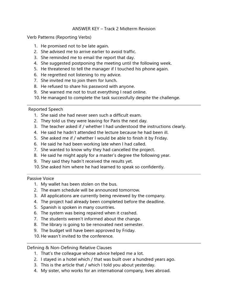 ANSWER KEY – Pre-MidTerm in-Class Practice Worksheet - Track 2 - 2025-26 | PDF