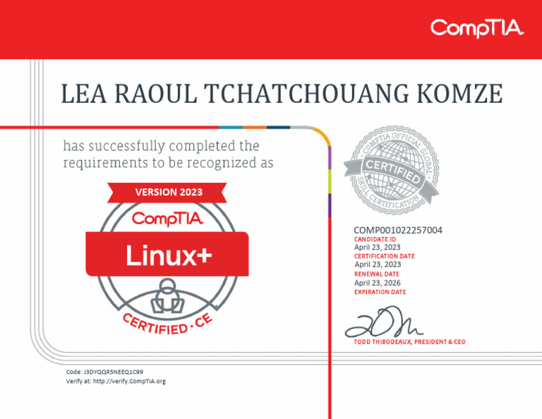 CompTIA Linux+ Ce Certificate | PDF