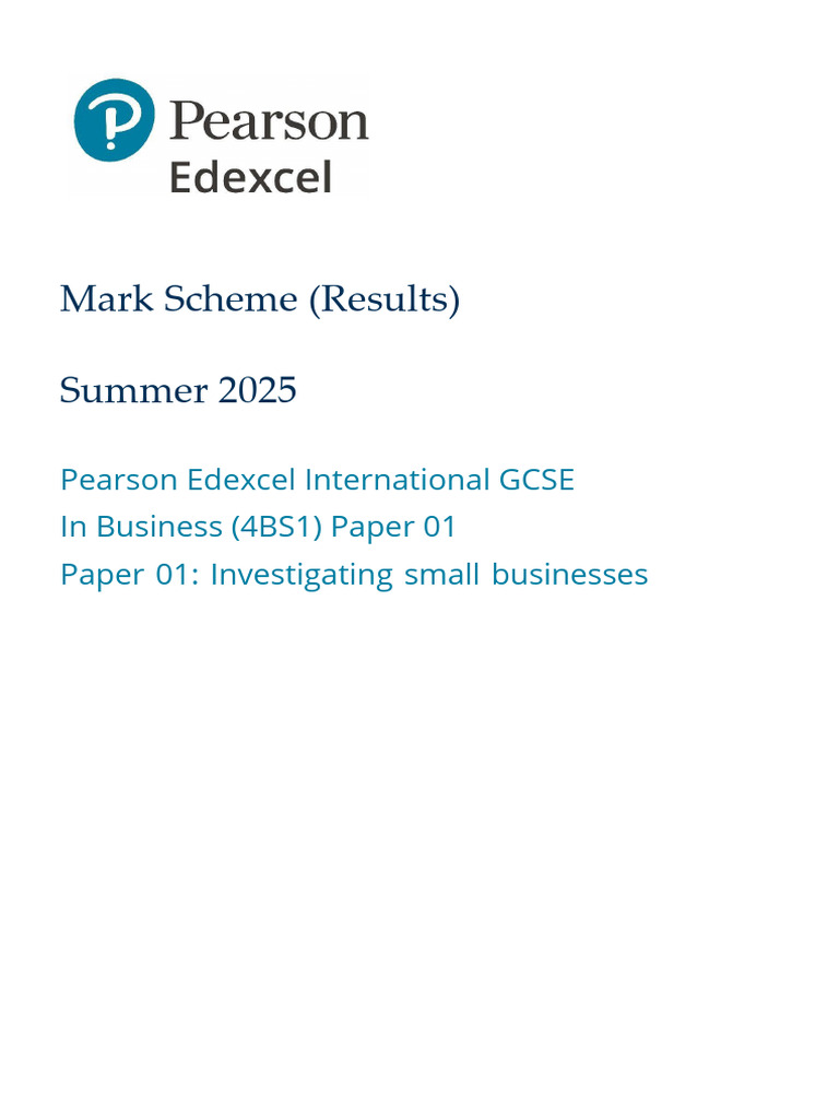 Summer 2025 Edexcel Business Mark Scheme | PDF | Knowledge | Business