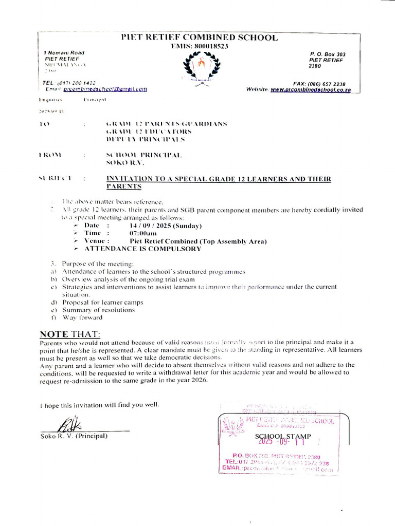 Grade 12 Parents Meeting Invitation 11-Sep-2025 20-46-25 | PDF