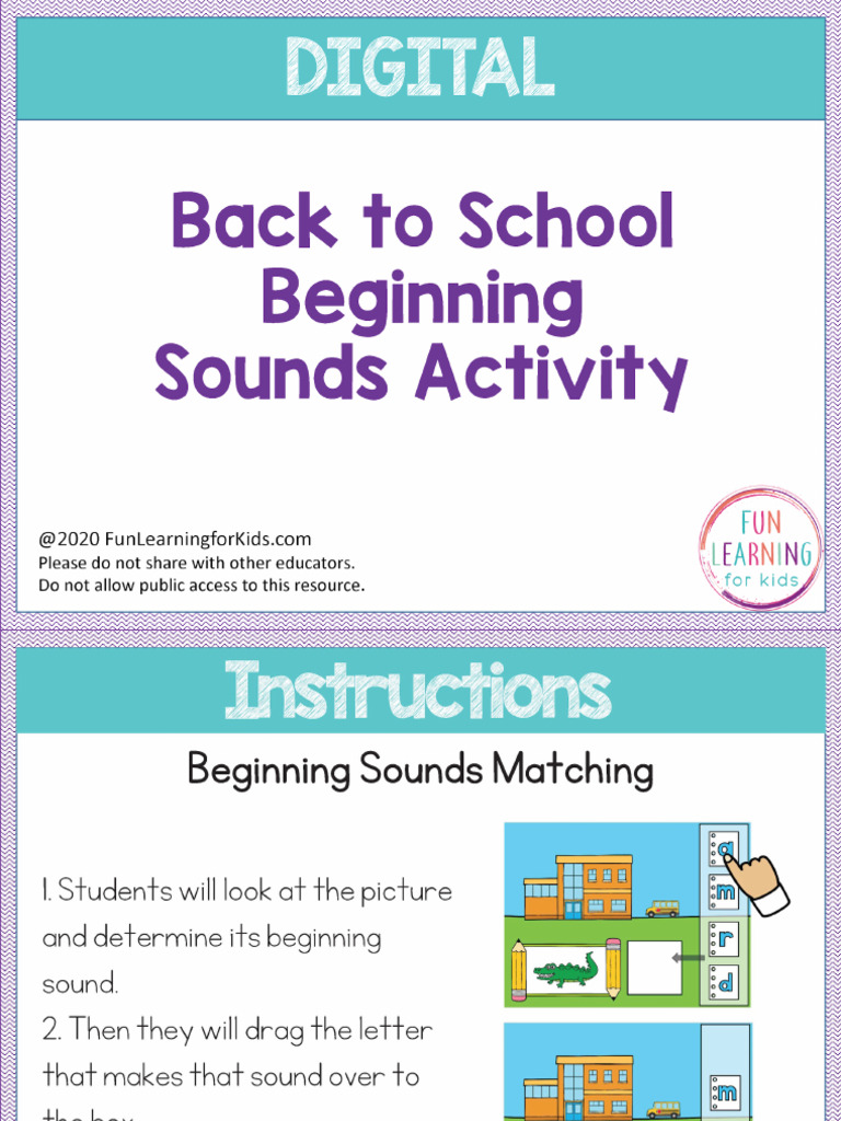 Copy of Back to School Beginning Sounds | PDF