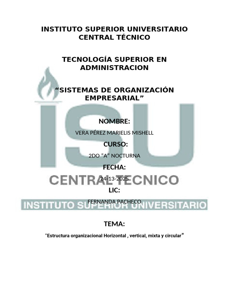 Estructura Organizacional Horizontal , Vertical, Mixta y Circular | PDF ...