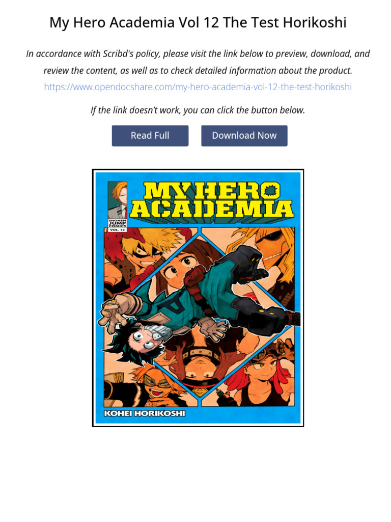 My Hero Academia Vol 12 The Test Horikoshi | PDF