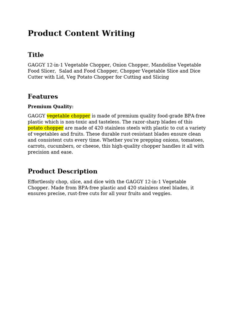 Product Content Writing (2) | PDF