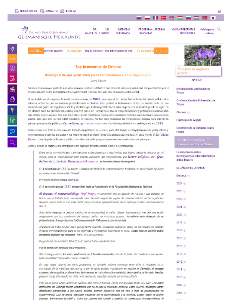 Screencapture Germanische Heilkunde Dr Hamer Archiv Die Unweisen Aus ...