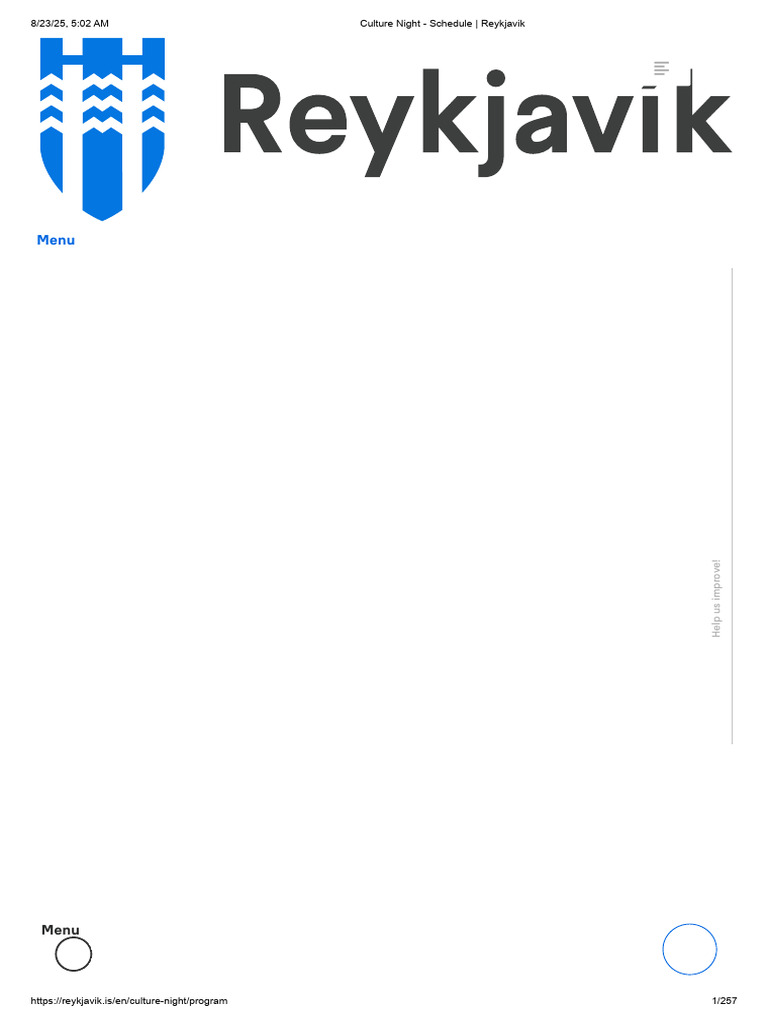 Culture Night - Schedule _ Reykjavik | PDF | Museum | Iceland