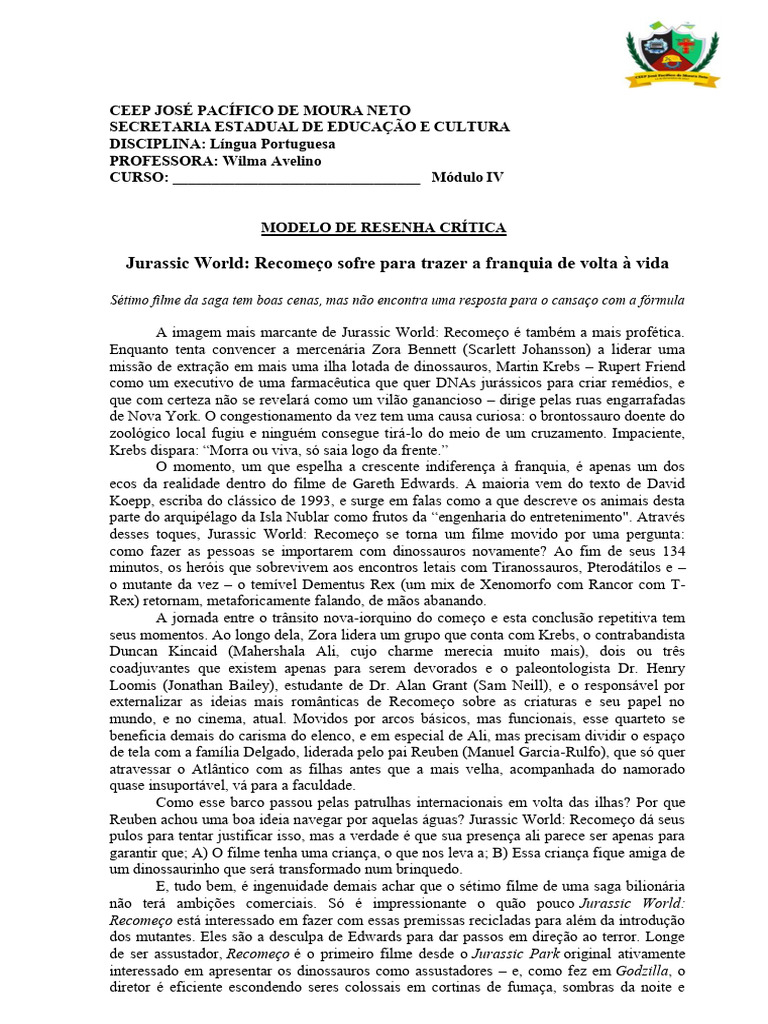 MODELO DE RESENHA CRÍTICA | PDF