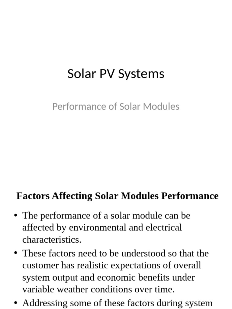 Factors Influencing Solar Module Performance | PDF | Photovoltaics ...