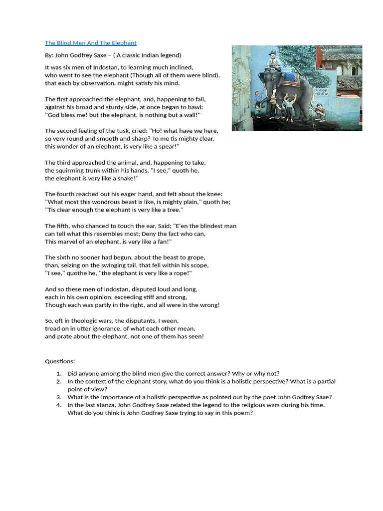 The Blind Men and the Elephant | PDF