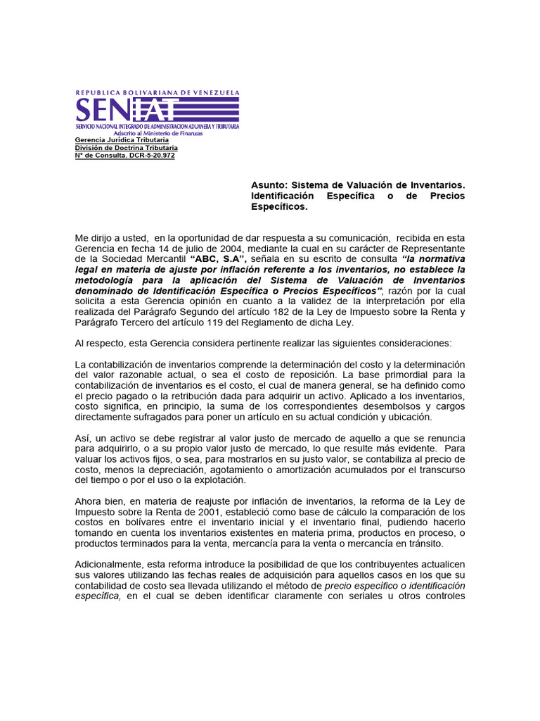 Valuación de Inventarios: Identificación Específica | PDF | Impuestos ...