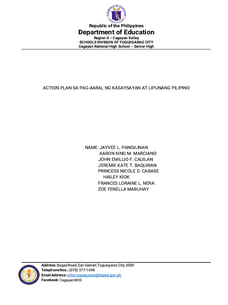 Kasaysayan Action Plan | PDF