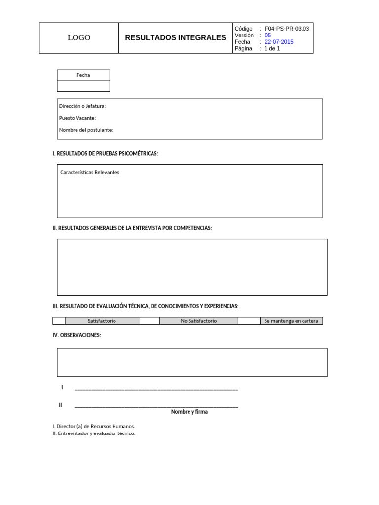 F04 PS PR 03.03 Resultados Integrales | PDF