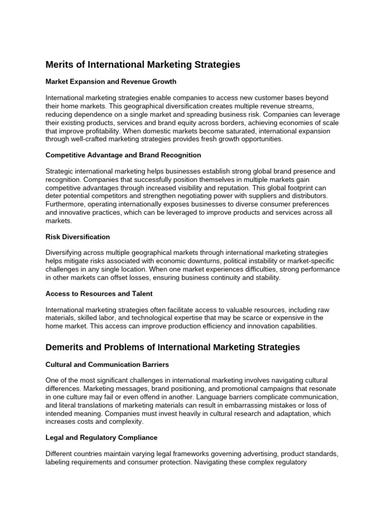Benefits and Challenges of Global Marketing | PDF | Marketing Strategy ...