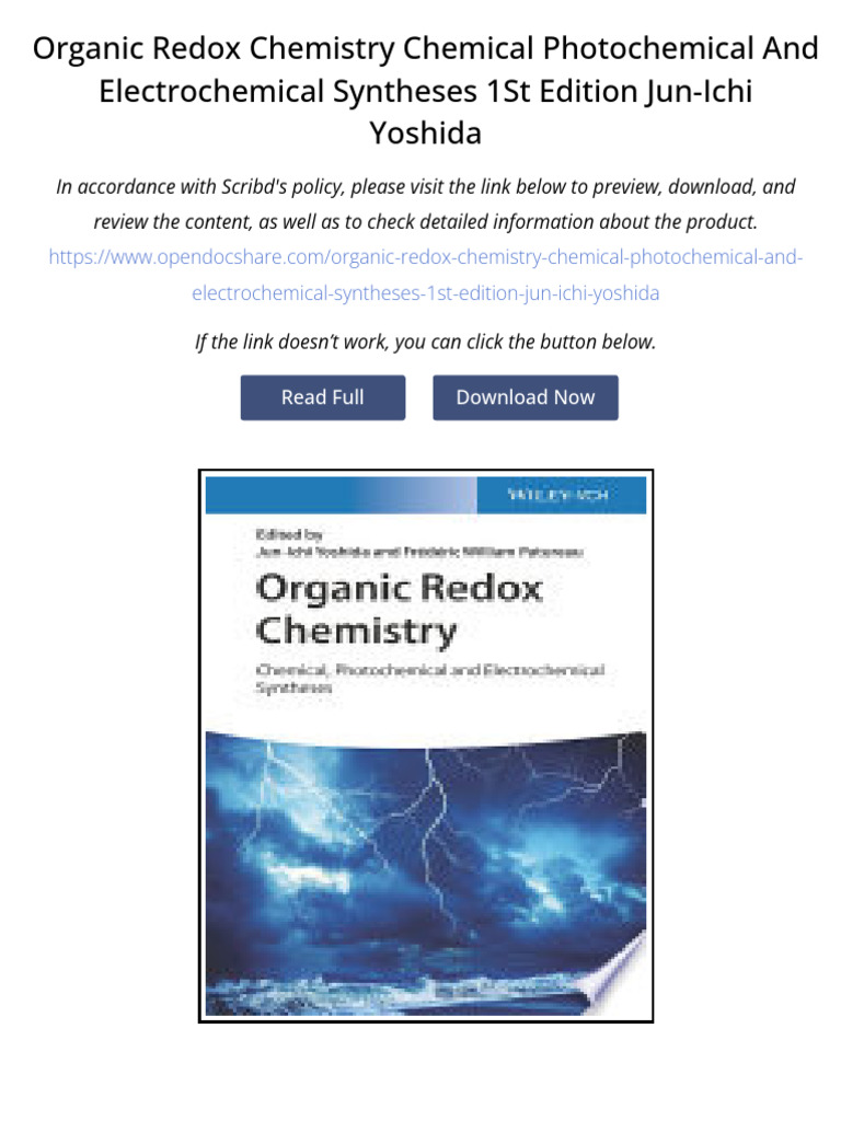 Organic Redox Chemistry Chemical Photochemical and Electrochemical ...