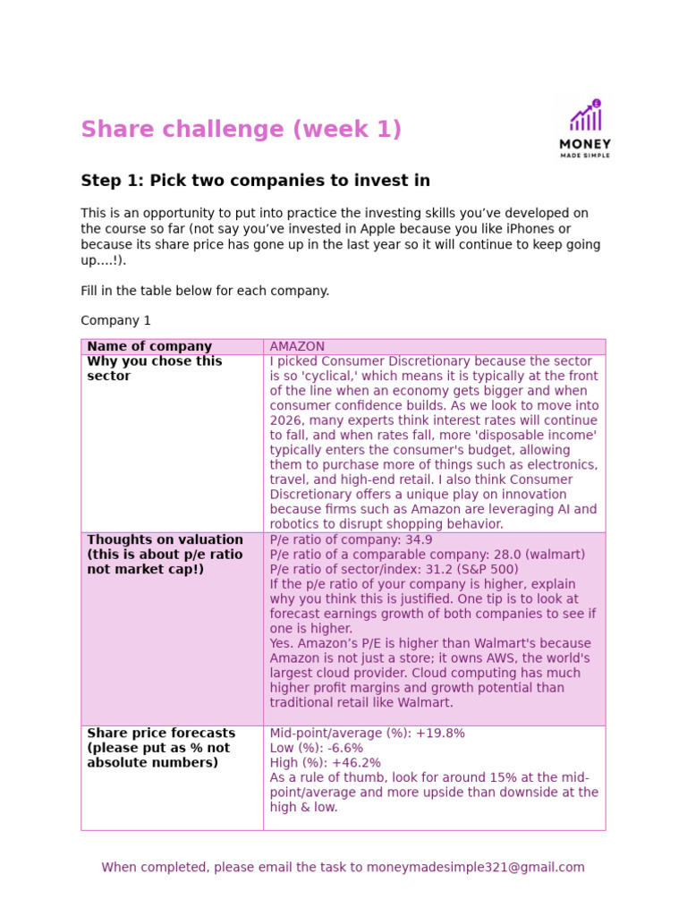 8_Share Challenge Week 1 (26 Update) | PDF | Price–Earnings Ratio ...