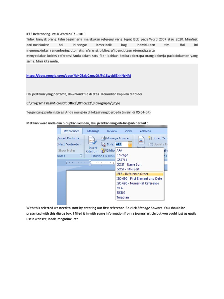 IEEE Referencing Untuk Word 2007 | PDF | Citation | Computing