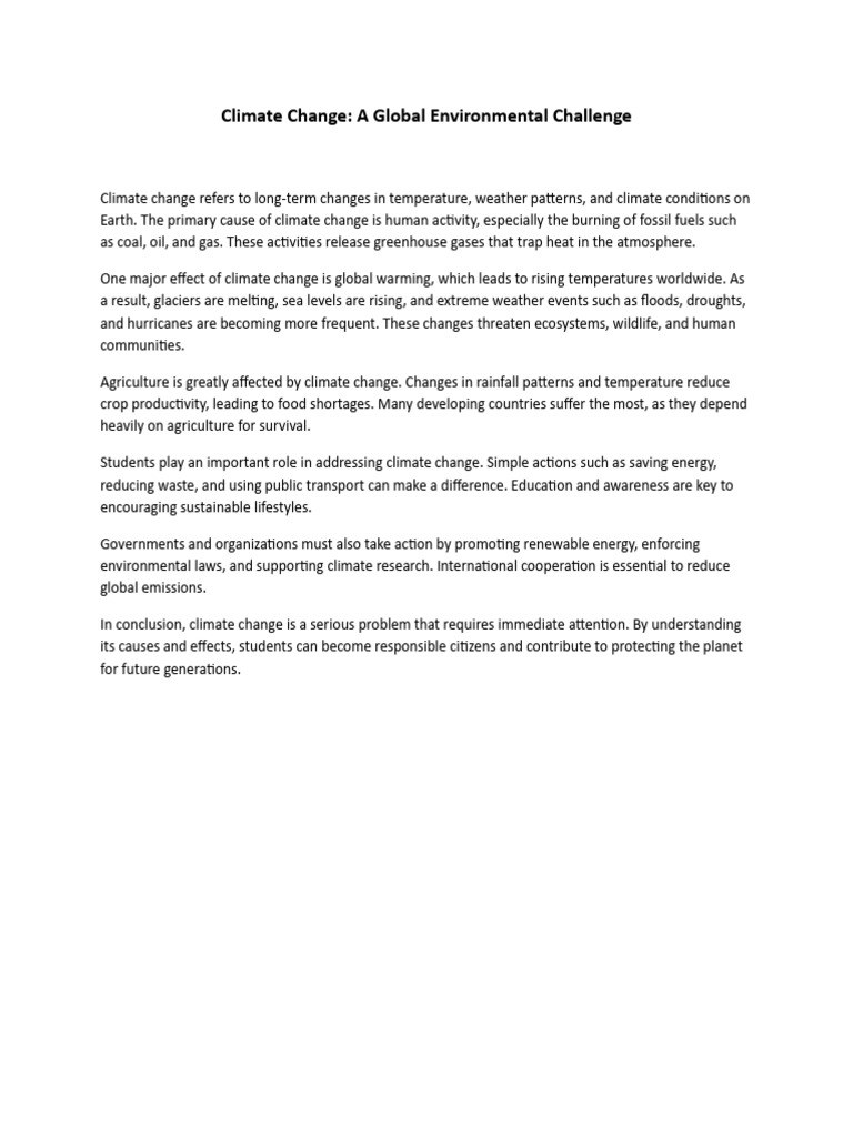 Climate Change- A Global Environmental Challenge | PDF