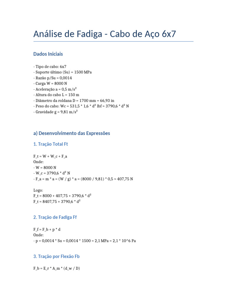 Analise_Fadiga_Cabo_6x7 (1) | PDF