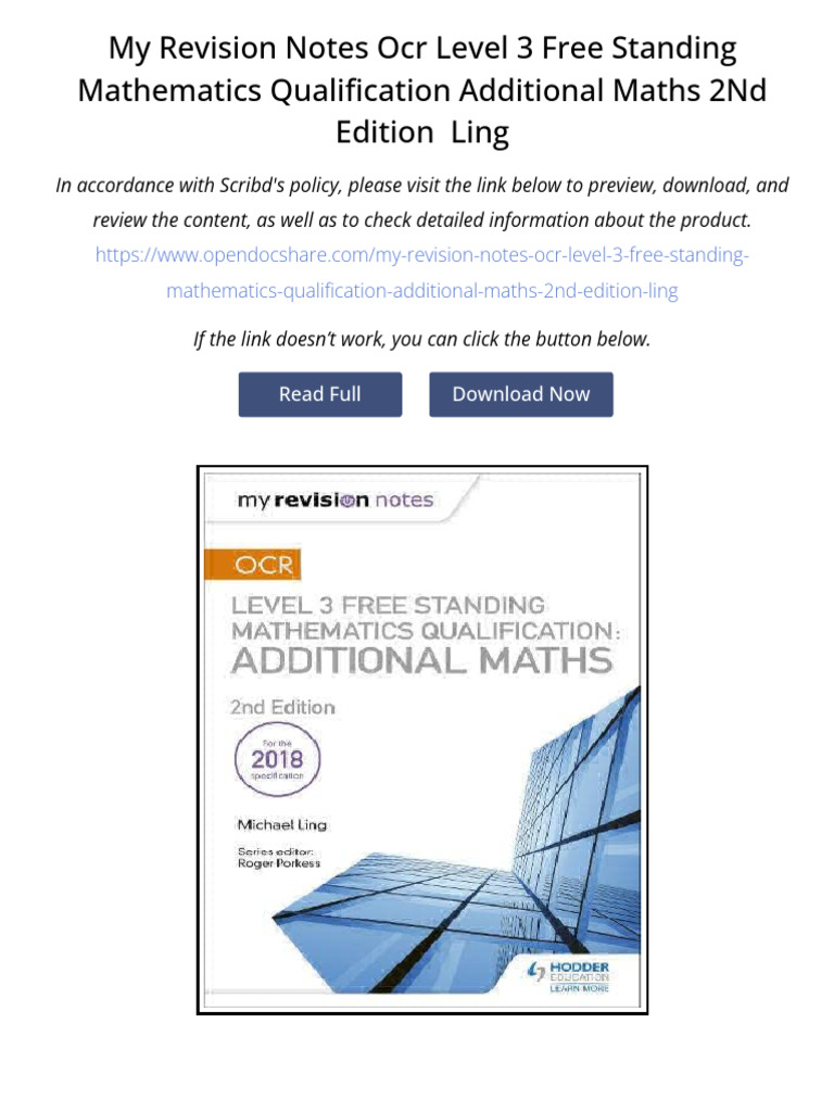 My Revision Notes OCR Level 3 Free Standing Mathematics Qualification ...