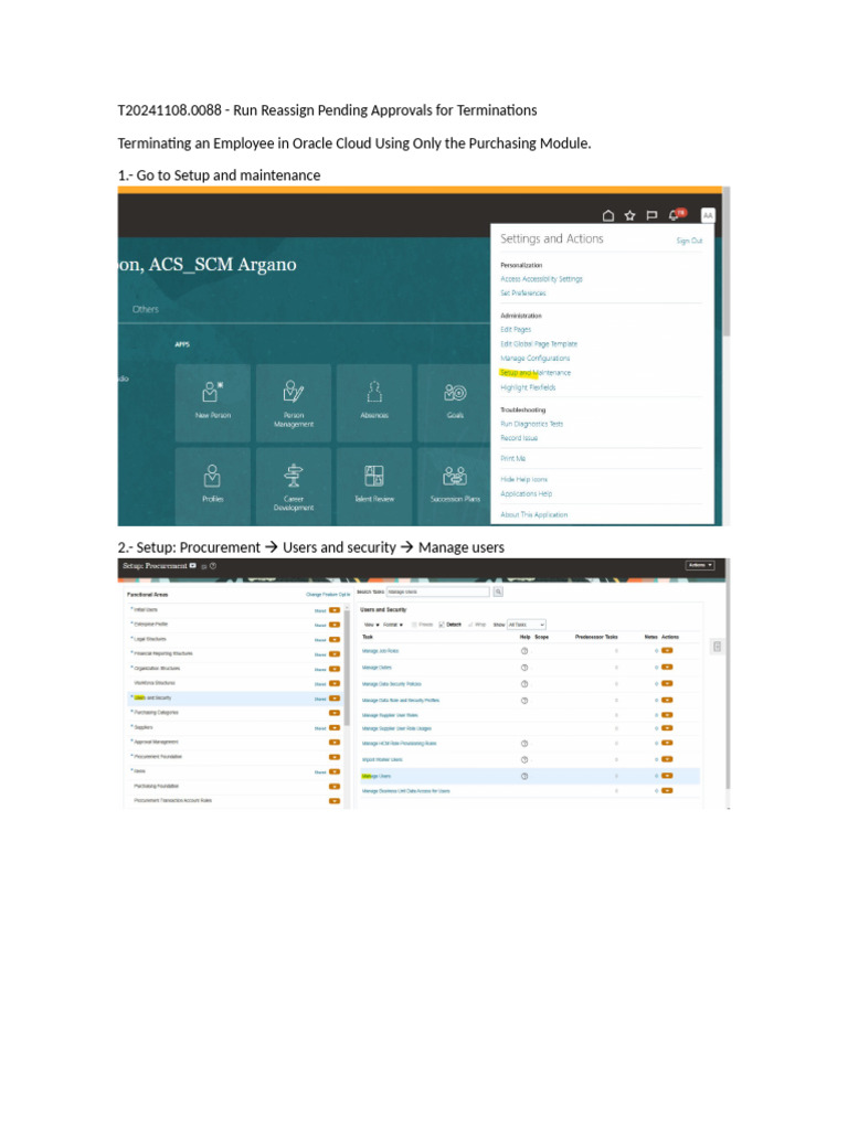 Termination Process in Oracle Cloud | PDF