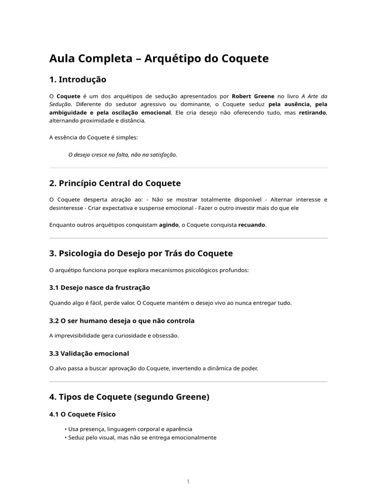 Entenda o Arquétipo do Coquete | PDF | Emoções | Psicologia