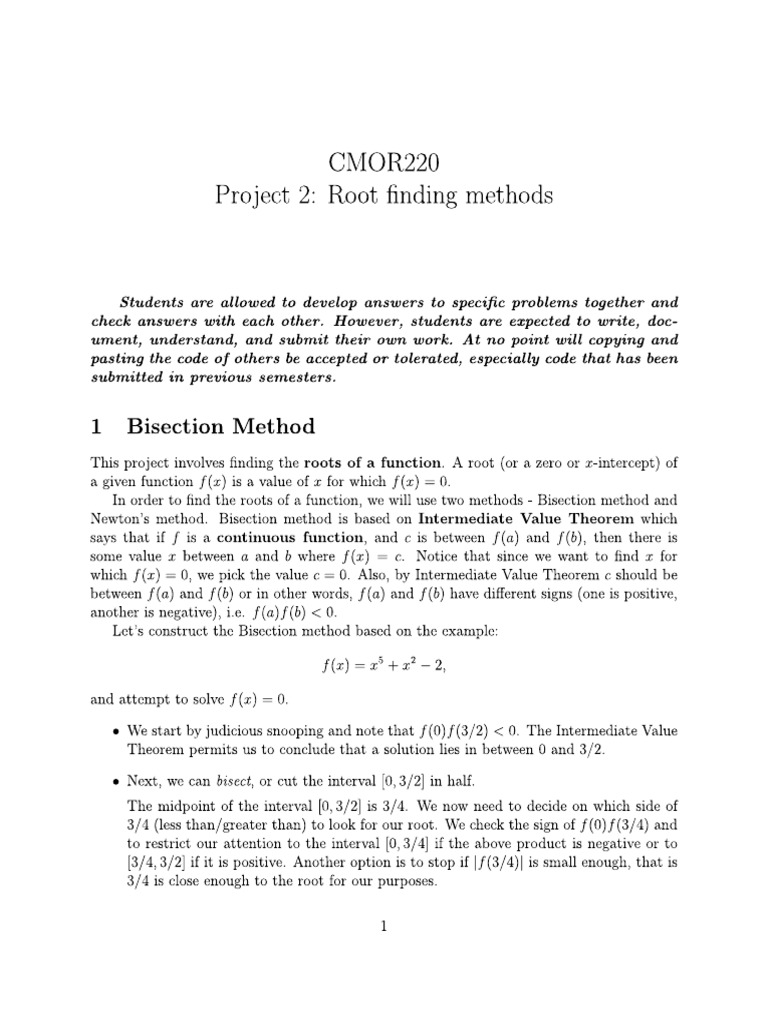 Root Finding Project | PDF